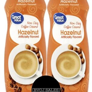 Great Value Coffee Creamer, Hazelnut Coffee Creamer Bundle. Includes Two (2) 15 fl oz bottle of Great Value Hazelnut Coffee Creamer and (1) Coffee Coaster With BVOJ SALES Logo Included In Every Order (Hazelnut)