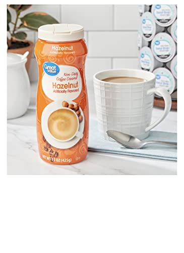 Great Value Coffee Creamer, Hazelnut Coffee Creamer Bundle. Includes Two (2) 15 fl oz bottle of Great Value Hazelnut Coffee Creamer and (1) Coffee Coaster With BVOJ SALES Logo Included In Every Order (Hazelnut)