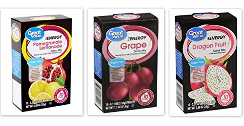 Great Value Energy Drink Mix bundle: 2x Dragon Fruit, 2x Grape; 2x Pomegranate Lemonade