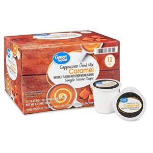 Great Value Cappuccino Coffee and Hot Drink Single Serve Pods, 12 Count (Caramel Cappuccino, Pack of 3)