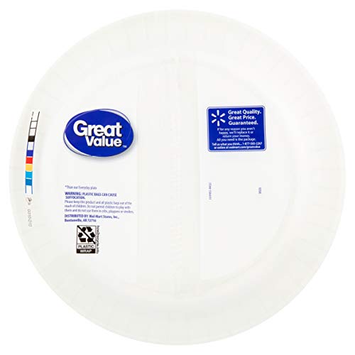 Great Value Ultra Disposable Dinner Paper Plates, 10 1/16", 100 Count