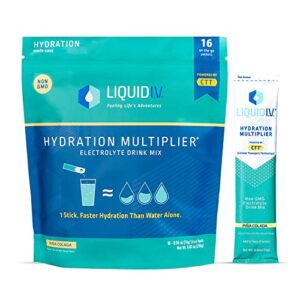 liquid i.v. hydration multiplier – pina colada – hydration powder packets | electrolyte drink mix | easy open single-serving stick | non-gmo | 16 sticks