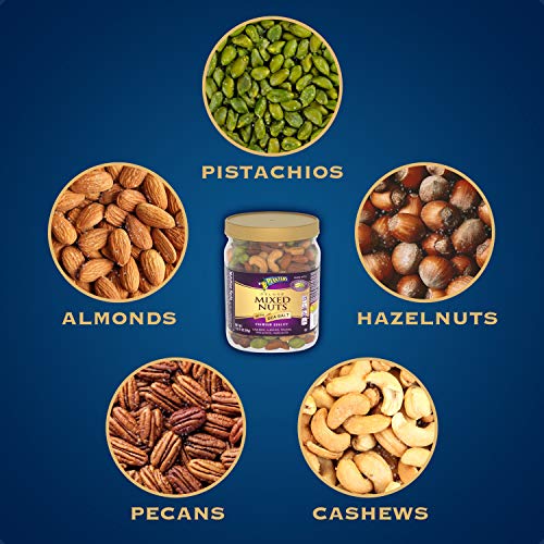 PLANTERS Deluxe Mixed Nuts with Sea Salt, 27 oz. Resealable Container - Variety Mixed Nuts Snacks with Cashews, Almonds, Pecans, Pistachios & Hazelnuts - Energy Boost - Kosher