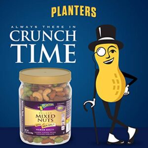 PLANTERS Deluxe Mixed Nuts with Sea Salt, 27 oz. Resealable Container - Variety Mixed Nuts Snacks with Cashews, Almonds, Pecans, Pistachios & Hazelnuts - Energy Boost - Kosher