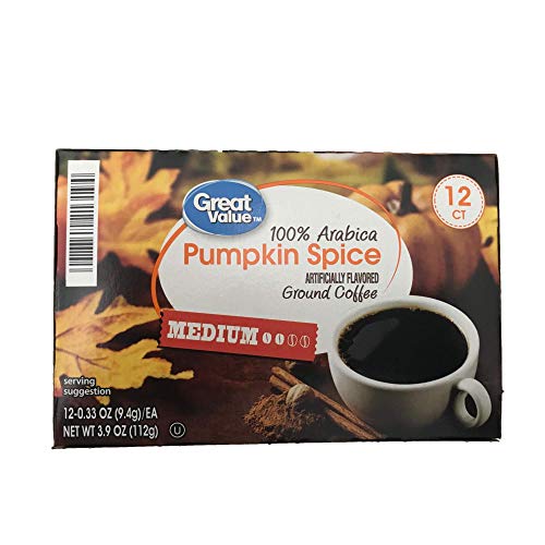 Great Value 100% Arabica Pumpkin Spice Coffee Pods, Medium Roast, 12 Count Holiday