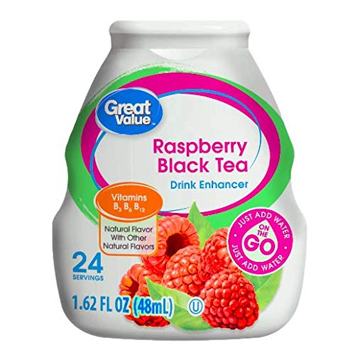 Great Value Liquid Flavor Enhancer Tea Selection - Southern Sweet tea, Peach, Raspberry-Black Tea. Sugar-Free, t. 6 Bottles 1.62 oz each