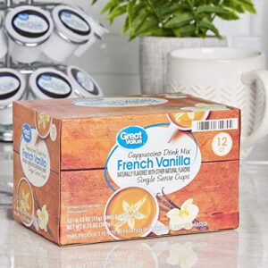 Great Value French Vanilla Cappuccino Mix Coffee Pods, Medium Roast, 18 Count (Pack of 2)