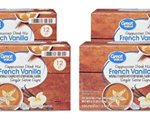 Great Value Cappuccino Coffee and Hot Drink Single Serve Pods, 12 Count (French Vanilla Cappuccino, Pack of 4)