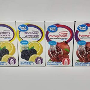 2 Blackberry Lemonade Drink 10 stick pack Mix 2 Cherry Pomegranate Drink Mix 10 stick pack bundle