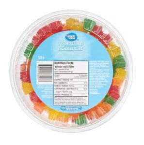 great value, tub of sour jujubes candy, 525g/1.2lbs., {imported from canada}