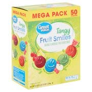 Great Value Tangy Fruit Smiles, 45 Oz, 50 Pouches (Pack of 2)