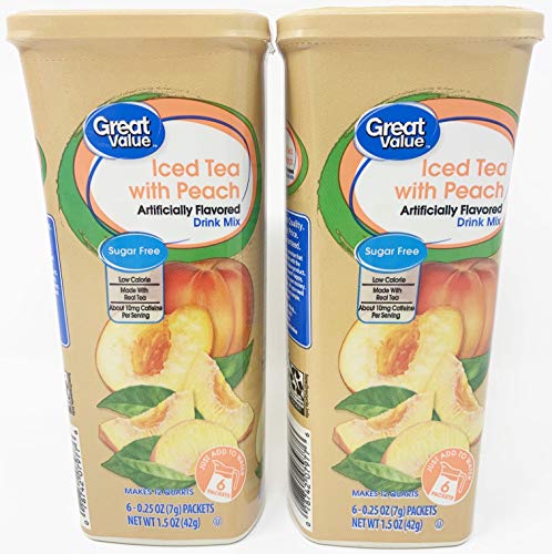 Great Value: Iced Tea with Peach Drink Mix, 1.5 Oz- 6 Packets (Pack of 2)