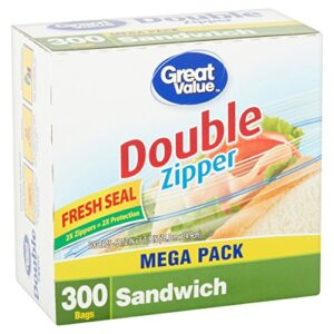 Great Value Double Zipper Sandwich Bags, 300 Count