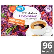 Great Value 100% Arabica Colombian Coffee Pods, Medium-Dark Roast, 96 Count- 0.33 each (Pack of 1)