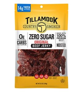 tillamook country smoker keto friendly zero sugar beef jerky, original, 6.5 ounce