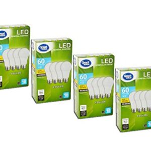 PACK OF 4 - Great Value LED General Purpose Bulbs, 9W (60W Equivalent), Soft White, 4-count