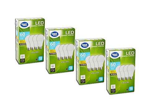 PACK OF 4 - Great Value LED General Purpose Bulbs, 9W (60W Equivalent), Soft White, 4-count