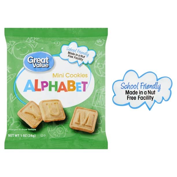 Great Value Mini Alphabet Cookies - Nut Free School Friendly 12 Pack