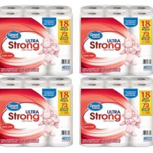 Great Value Ultra Strong Toilet Tissue Paper, 18 Mega Rolls (Pack of 4)