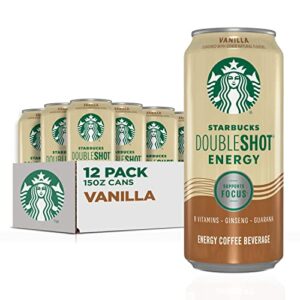 starbucks doubleshot energy espresso coffee, vanilla, 15 oz cans (12 pack) (packaging may vary)