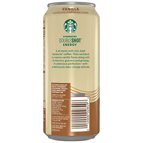 Starbucks Doubleshot Energy Espresso Coffee, Vanilla, 15 oz Cans (12 Pack) (Packaging May Vary)