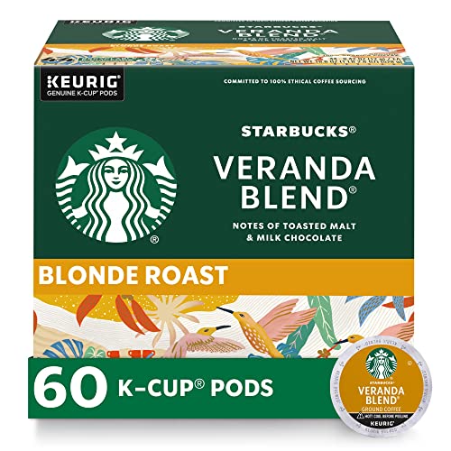 Starbucks K-Cup Coffee Pods—Starbucks Blonde Roast Coffee—Veranda Blend for Keurig Brewers—100% Arabica—6 boxes (60 pods total)