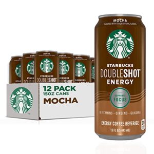 starbucks doubleshot energy espresso coffee, mocha, 15 oz cans (12 pack) (packaging may vary)