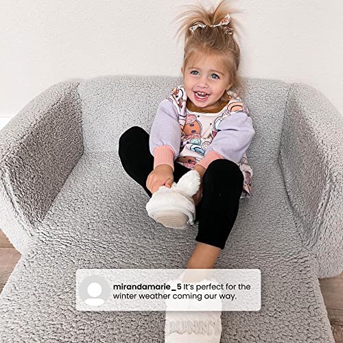 Delta Children Cozee Flip-Out Sherpa 2-in-1 Convertible Sofa to Lounger for Kids, Cream