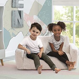 Delta Children Cozee Flip-Out Sherpa 2-in-1 Convertible Sofa to Lounger for Kids, Cream