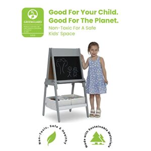 Delta Children Chelsea Double-Sided Storage Easel with Paper Roll and Magnets -Ideal for Arts & Crafts, Drawing, Homeschooling and More - Greenguard Gold Certified, Light Grey/White