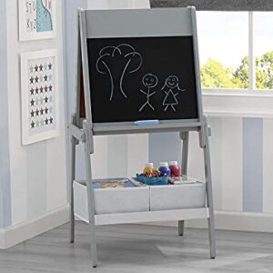 Delta Children Chelsea Double-Sided Storage Easel with Paper Roll and Magnets -Ideal for Arts & Crafts, Drawing, Homeschooling and More - Greenguard Gold Certified, Light Grey/White