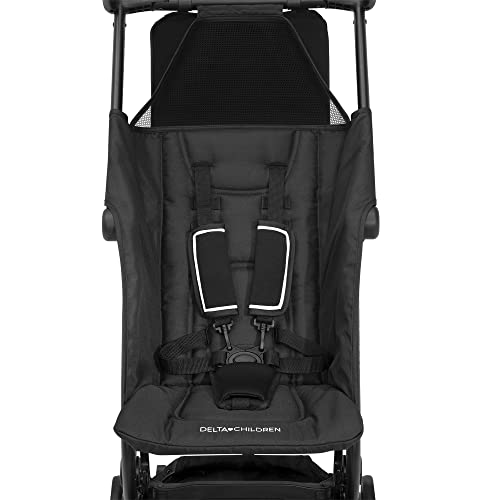 The Clutch Stroller by Delta Children - Lightweight Compact Folding Stroller - Fits Airplane Overhead Storage - Black