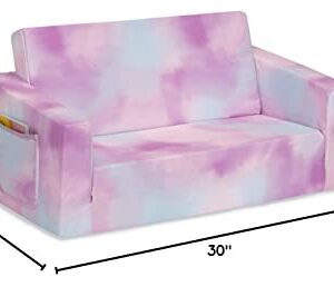 Delta Children Cozee Flip-Out Sofa - 2-in-1 Convertible Sofa to Lounger for Kids, Pink Tie Dye