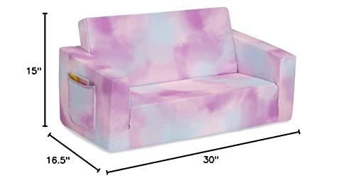 Delta Children Cozee Flip-Out Sofa - 2-in-1 Convertible Sofa to Lounger for Kids, Pink Tie Dye