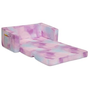 Delta Children Cozee Flip-Out Sofa - 2-in-1 Convertible Sofa to Lounger for Kids, Pink Tie Dye