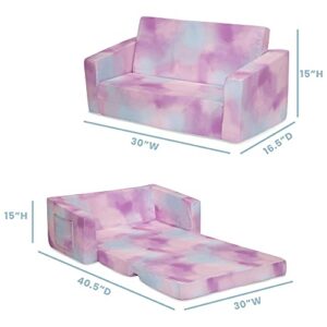 Delta Children Cozee Flip-Out Sofa - 2-in-1 Convertible Sofa to Lounger for Kids, Pink Tie Dye