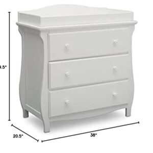 Delta Children Lancaster 3 Drawer Dresser with Changing Top, Greenguard Gold Certified, Bianca White