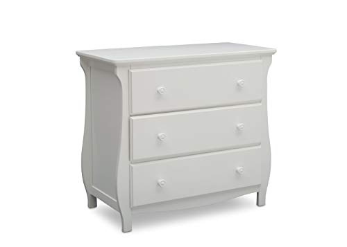 Delta Children Lancaster 3 Drawer Dresser with Changing Top, Greenguard Gold Certified, Bianca White