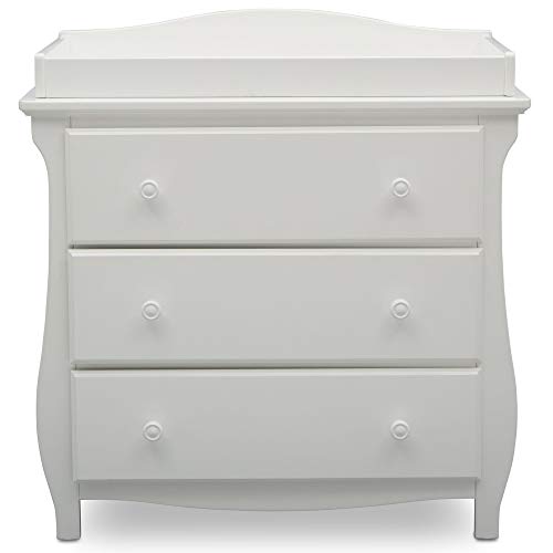 Delta Children Lancaster 3 Drawer Dresser with Changing Top, Greenguard Gold Certified, Bianca White