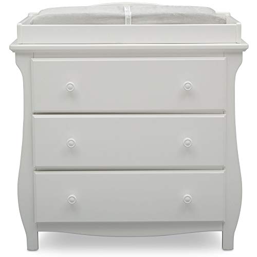 Delta Children Lancaster 3 Drawer Dresser with Changing Top, Greenguard Gold Certified, Bianca White