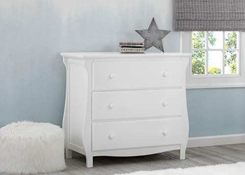 Delta Children Lancaster 3 Drawer Dresser with Changing Top, Greenguard Gold Certified, Bianca White