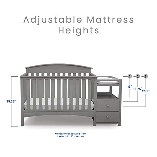 Delta Children Abby Convertible Crib and Changer, Grey