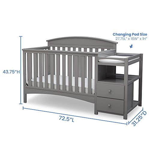 Delta Children Abby Convertible Crib and Changer, Grey