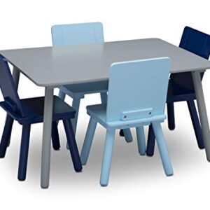 Delta Children Kids Table and Chair Set (4 Chairs Included) - Ideal for Arts & Crafts, Snack Time, Homeschooling, Homework & More - Greenguard Gold Certified, Grey/Blue