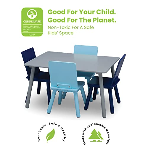 Delta Children Kids Table and Chair Set (4 Chairs Included) - Ideal for Arts & Crafts, Snack Time, Homeschooling, Homework & More - Greenguard Gold Certified, Grey/Blue