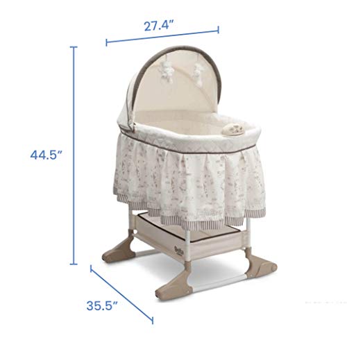 Delta Children Rocking Bedside Bassinet - Portable Crib with Lights Sounds and Vibrations, Play Time Jungle