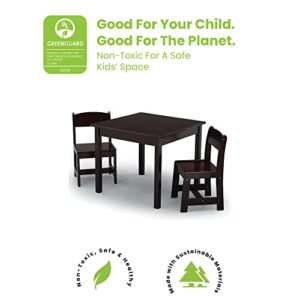 Delta Children MySize Kids Wood Table and Chair Set (2 Chairs Included) - Ideal for Arts & Crafts, Snack Time, Homework & More - Greenguard Gold Certified, Dark Chocolate, 3 Piece Set