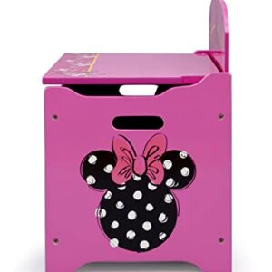 Minnie Mouse 4-Piece Playroom Set by Delta Children - Includes Table with 2 Chairs and Deluxe Toy Box, Pink