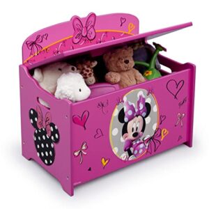 Minnie Mouse 4-Piece Playroom Set by Delta Children - Includes Table with 2 Chairs and Deluxe Toy Box, Pink