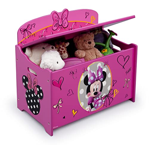 Minnie Mouse 4-Piece Playroom Set by Delta Children - Includes Table with 2 Chairs and Deluxe Toy Box, Pink